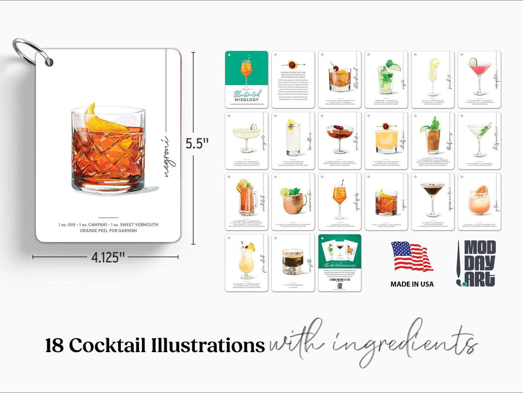 Cocktail Flashcards - Illustrated Mixology | Must-Have for Bar Decor ...